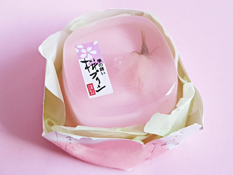 Sakura Pudding mit echter Kirschblüte - japanische Süßigkeit